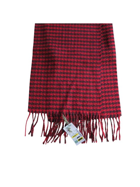 Cashmink | Accessories | Cashmink Red Black Houndstooth Scarf Fringe ...